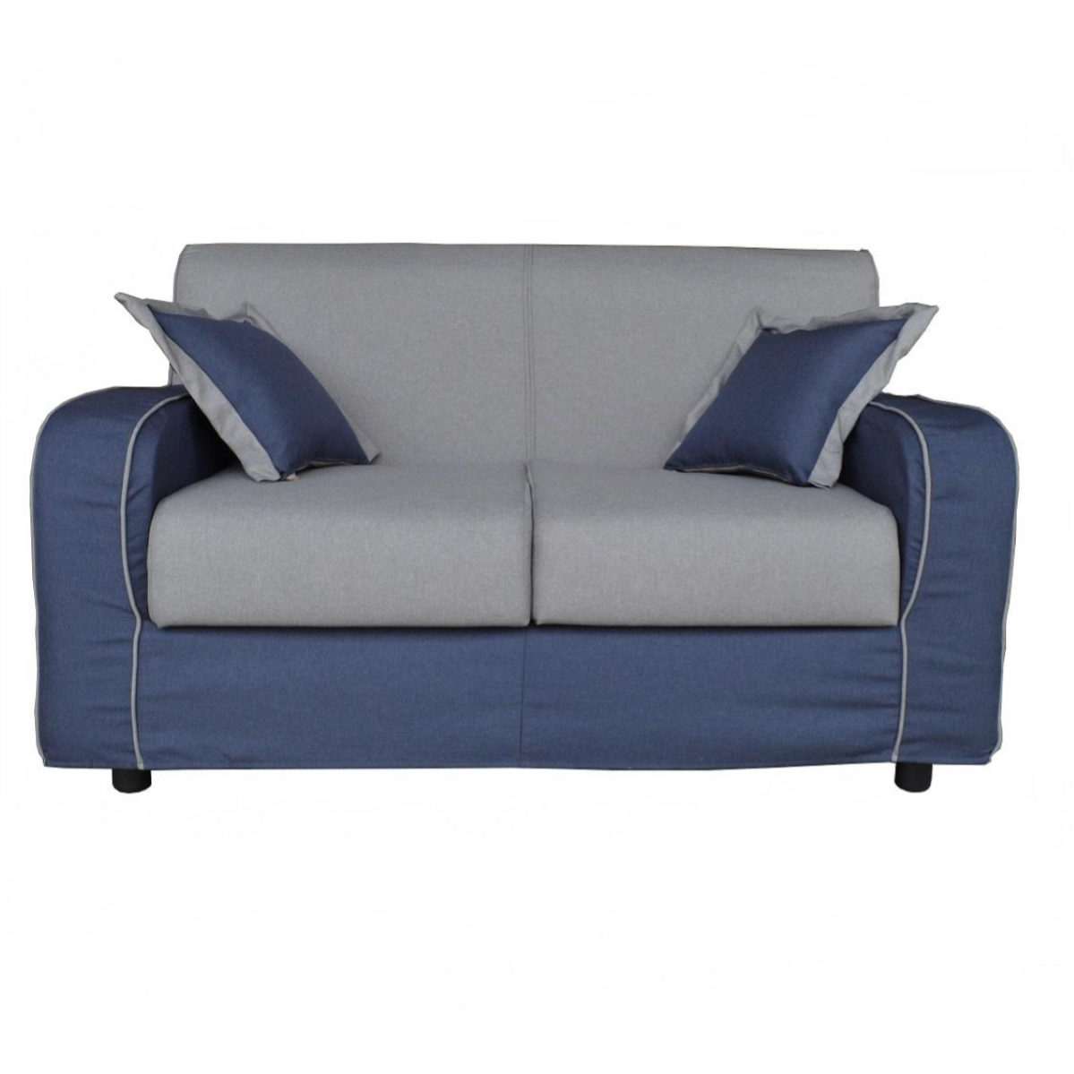 Divano sfoderabile 2 posti 146 cm PARIGI bicolore GRIGIO e BLU | Leroy ...