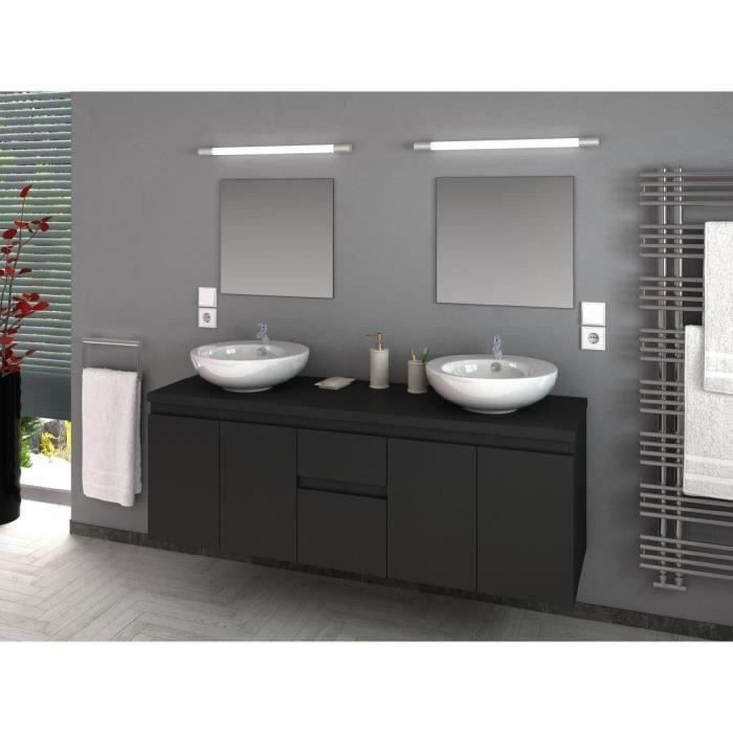 Set da bagno doppio lavabo 150 cm - Grigio opaco | Leroy Merlin