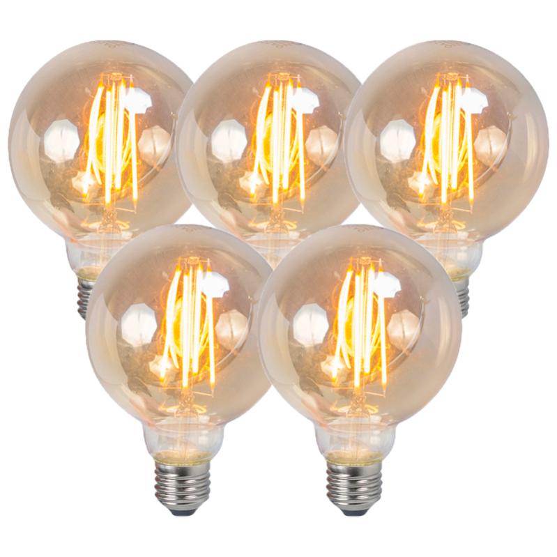 Set di 5 lampade a fumo dimmerabili a filamento LED E27 5W 450lm 2200K ...