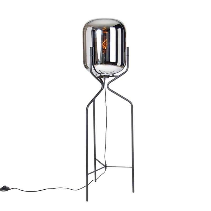 Lampada da terra di design nera con vetro fumé - BLISS | Leroy Merlin