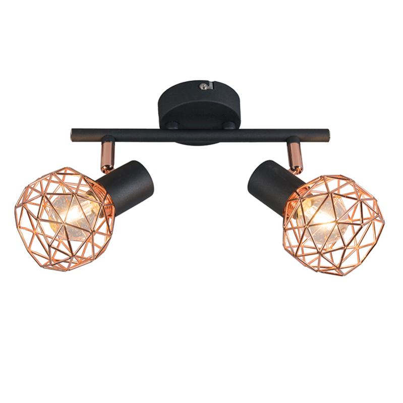 Spot moderno nero con 2 luci in rame - Mesh | Leroy Merlin