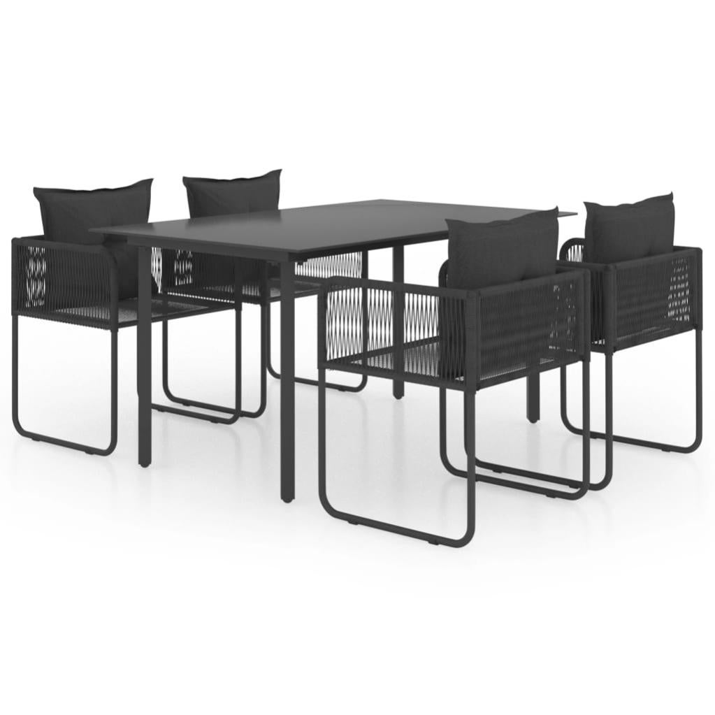 Salon de jardin 5 pcs PVC Résine tressée Noir Tizane | Leroy Merlin