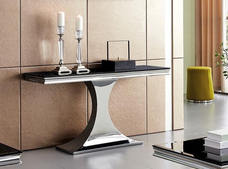 Console design acier chromé et noir trempé Dazer | Leroy Merlin