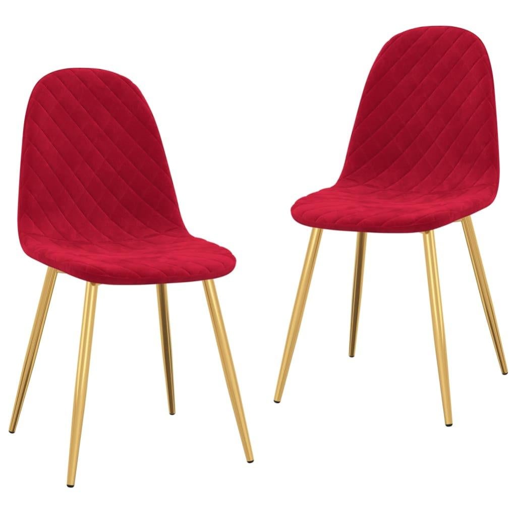 Chaise pieds métal doré et assise velours rouge Skyla - Lot de 2 ...