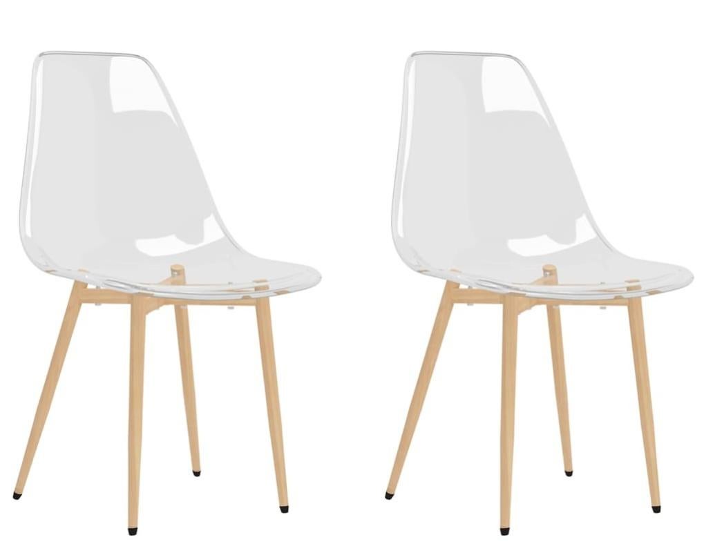Chaises assise transparente et bois clair Penyla - Lot de 2 | Leroy Merlin