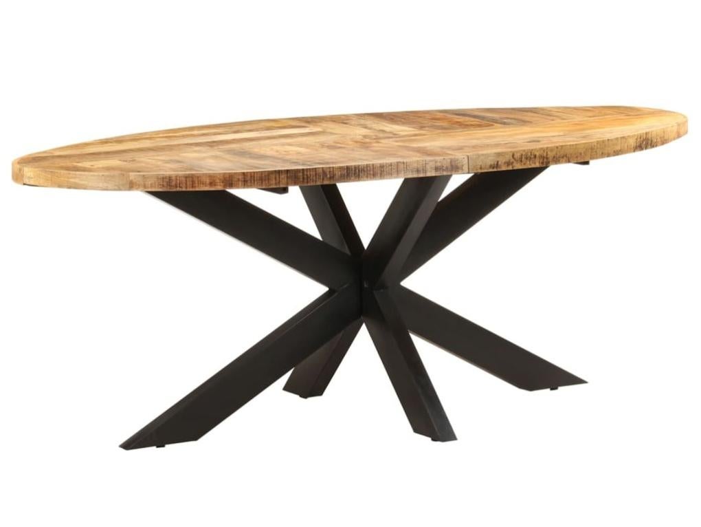 Table industrielle ovale 200x100x75 cm Bois de manguier brut | Leroy Merlin