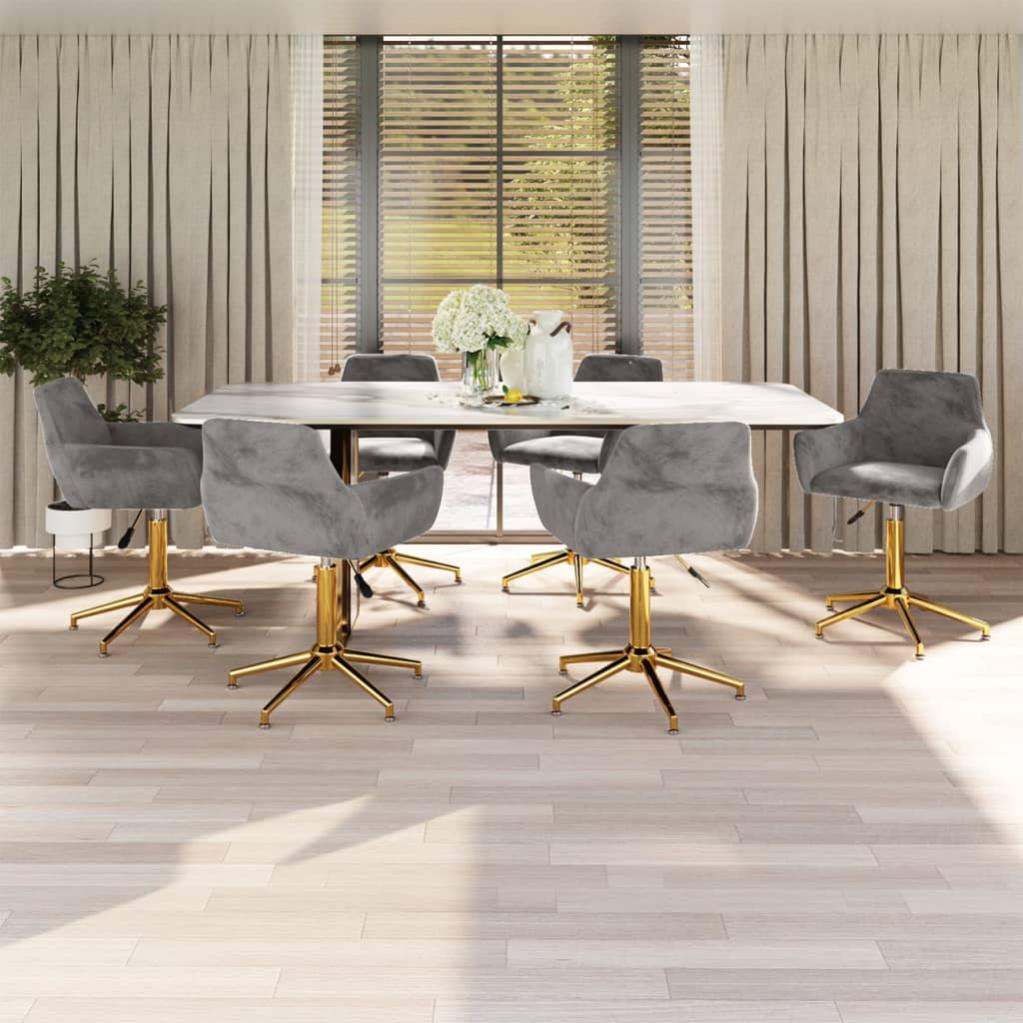 Chaises pivotantes de salle à manger 6 pcs Gris clair Velours | Leroy ...
