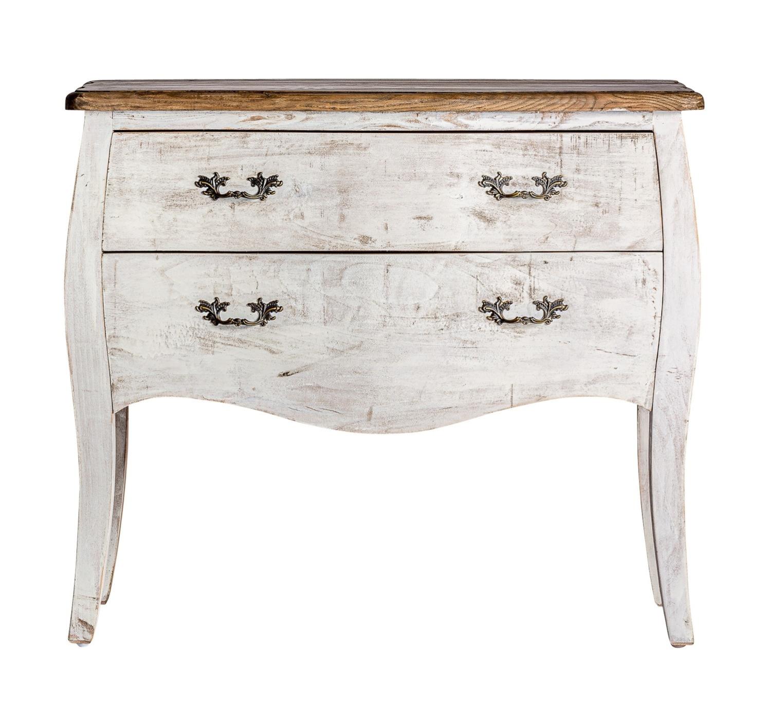 Commode 2 tiroirs orme massif foncé et blanc Trica | Leroy Merlin