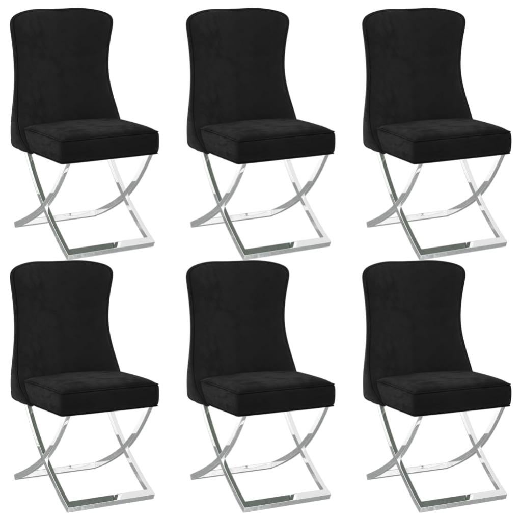 Chaise acier chromé et velours noir capitonné Luxy - Lot de 2 | Leroy ...