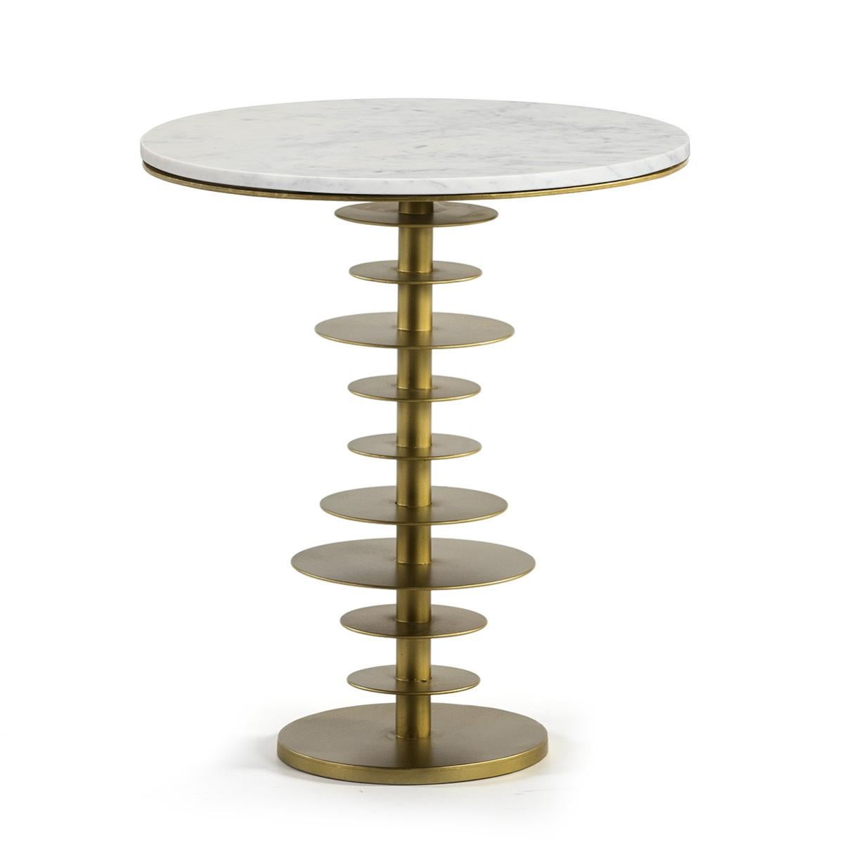 Table d'appoint ronde marbre blanc et métal doré Junie | Leroy Merlin