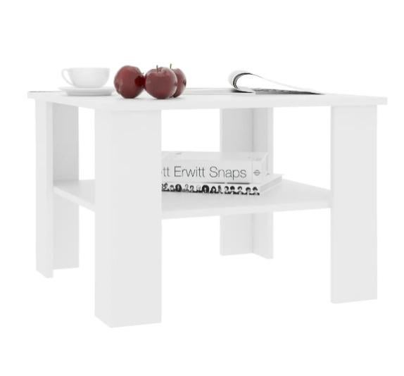 Table basse carrée 1 étagère bois blanc Modra | Leroy Merlin