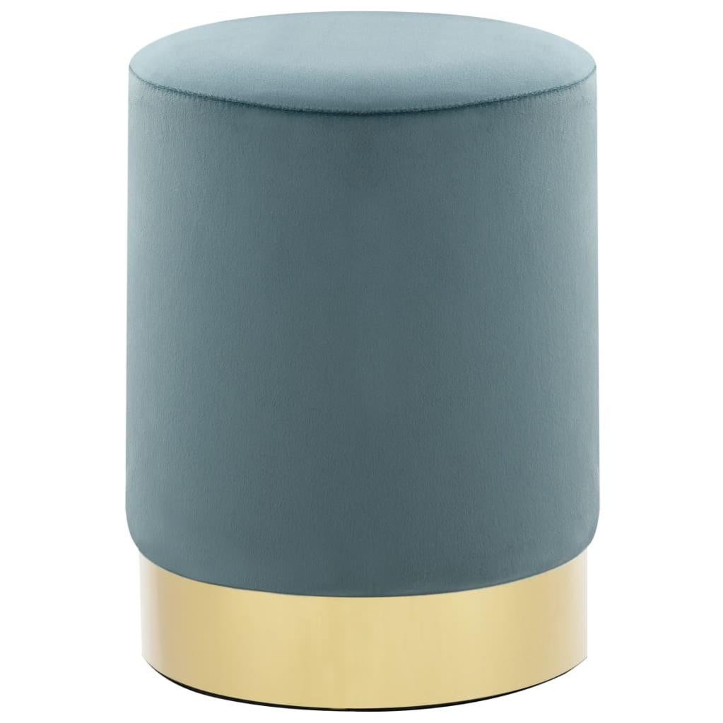 Tabouret bas design velours bleu clair et metal doré Sinza | Leroy Merlin