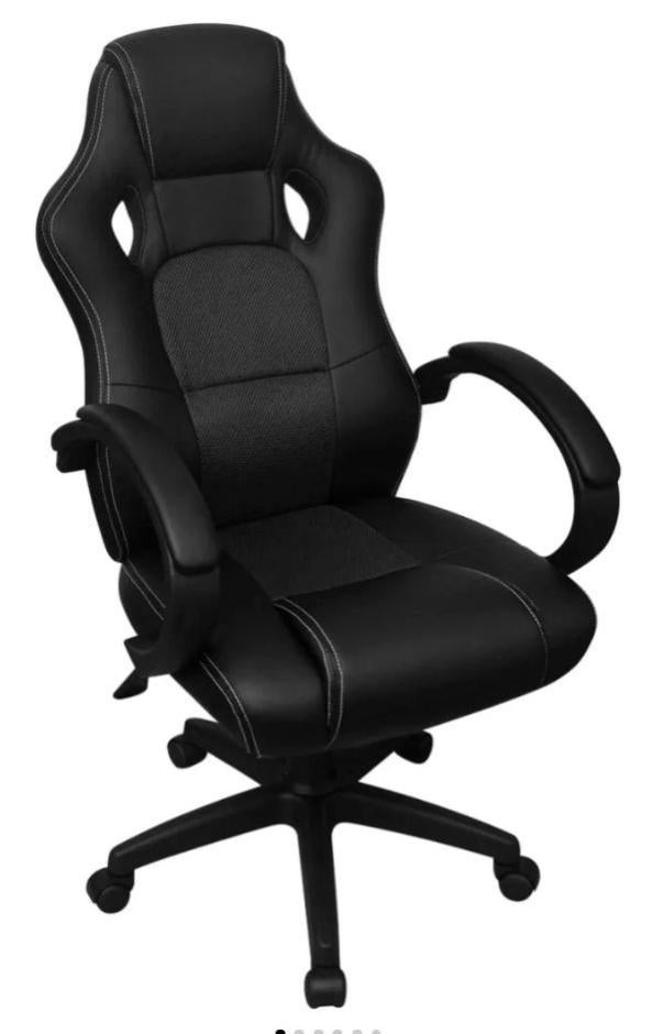 Fauteuil de bureau avec accoudoirs similicuir tissu maillé noir Fergia ...