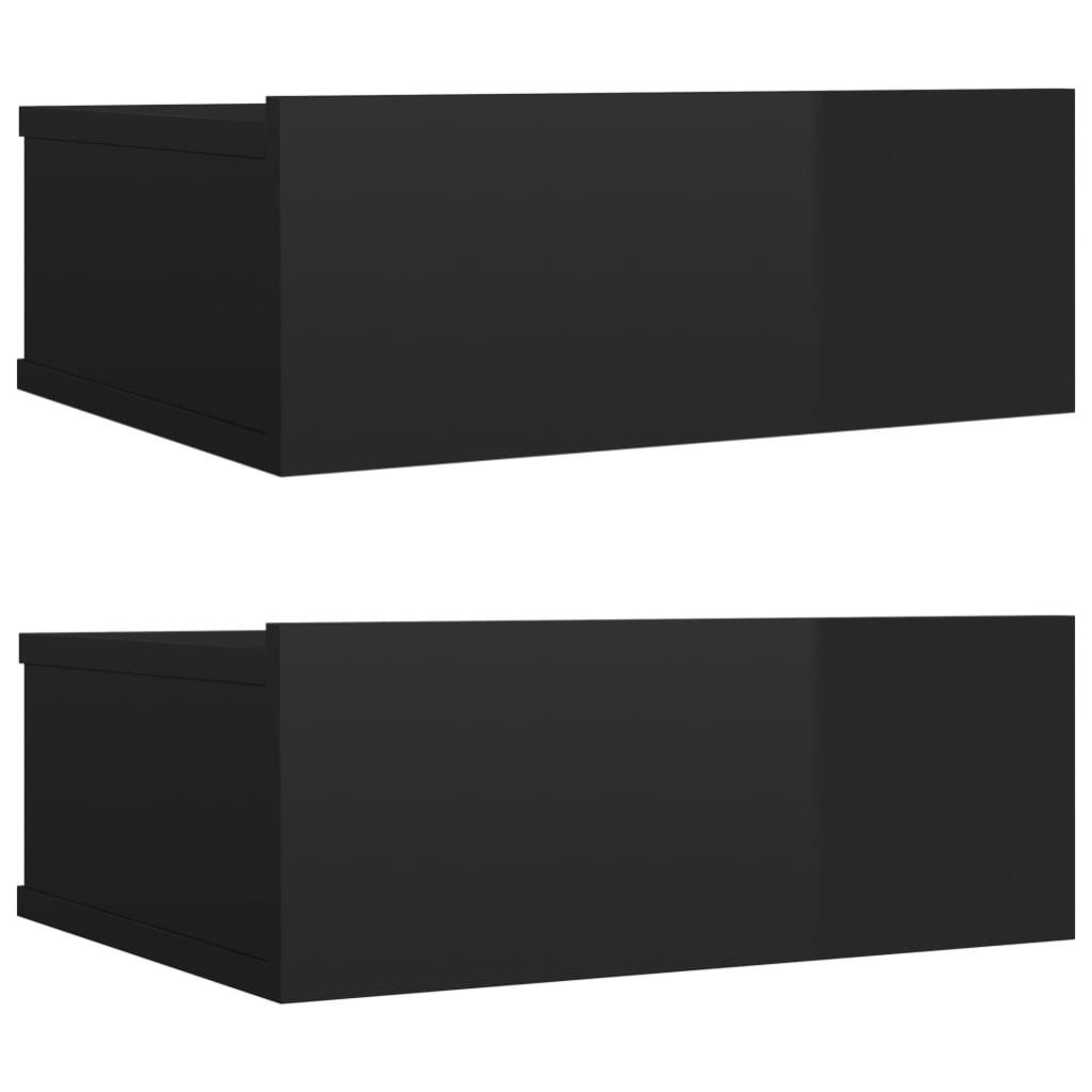 Tables de chevet flottantes 2 pcs Noir brillant 40x30x15 cm | Leroy Merlin