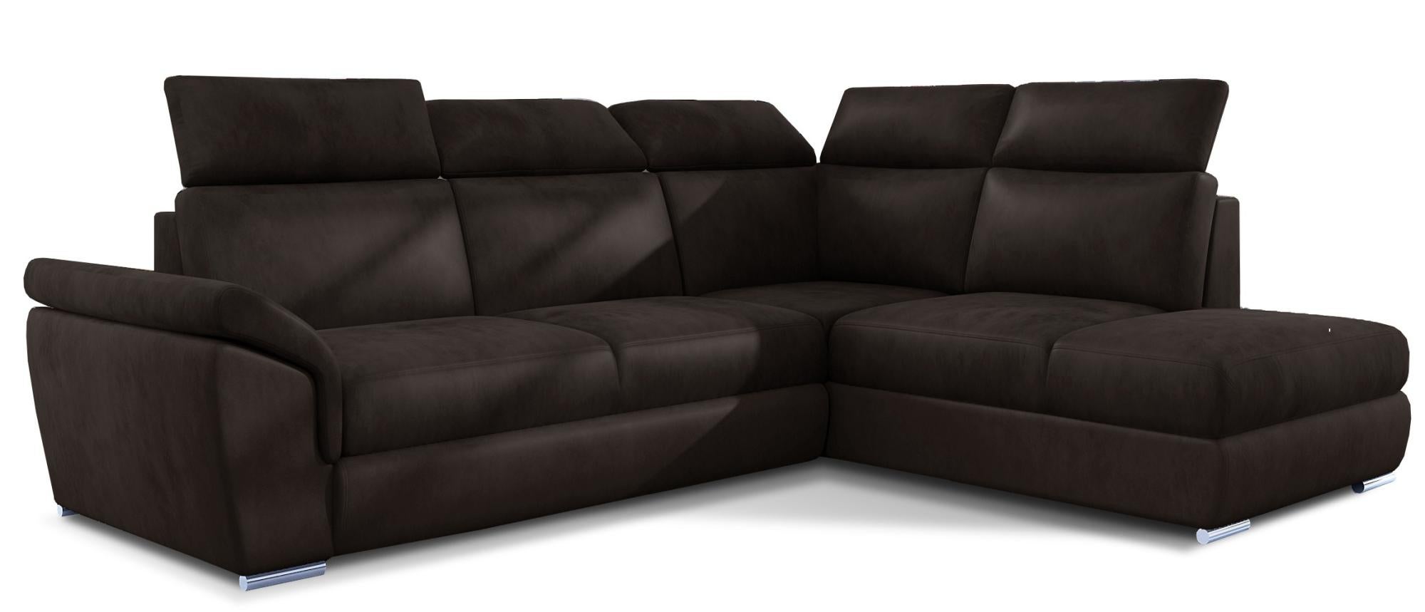 Canapé angle droit convertible velours marron avec appuis-tête ...