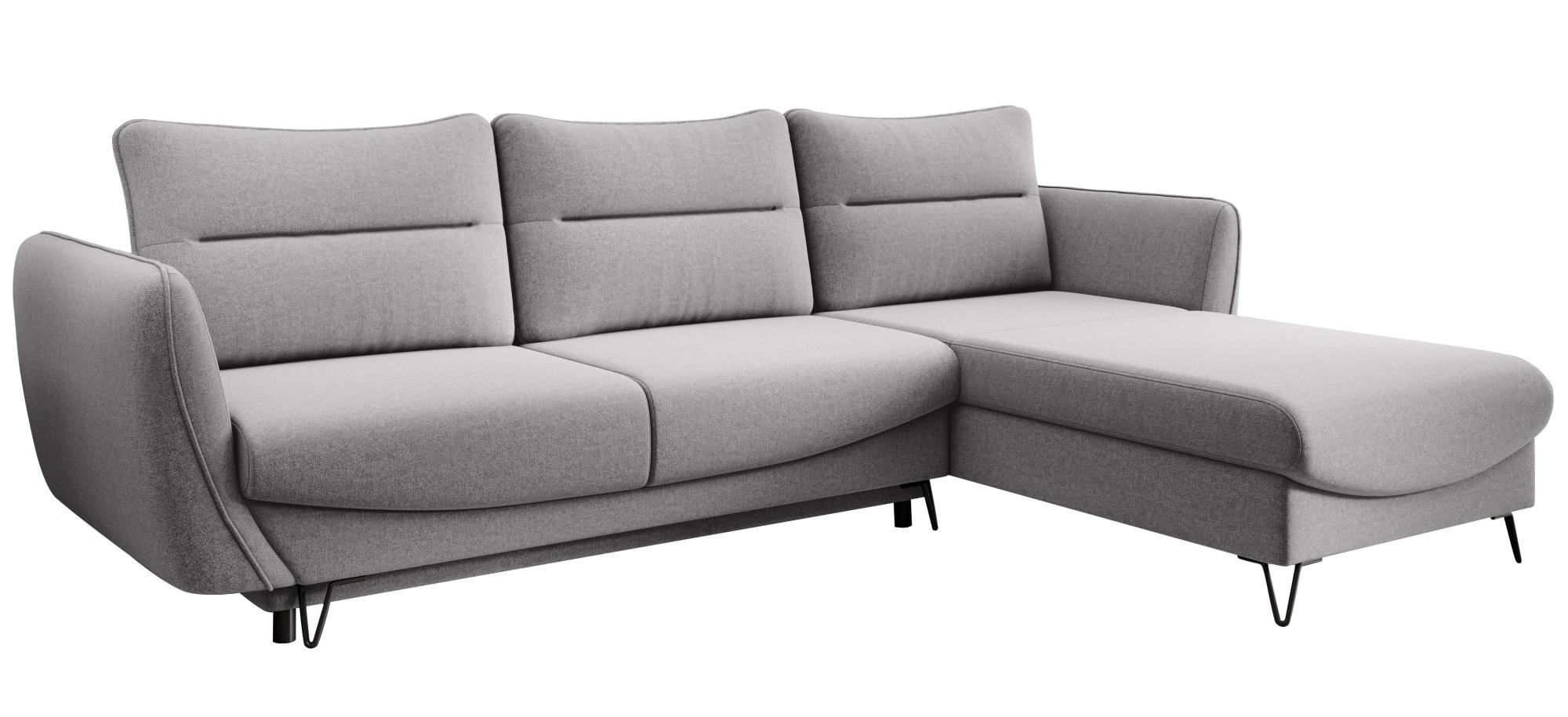 Canapé d'angle droit convertible tissu gris clair Zurik 276cm | Leroy ...