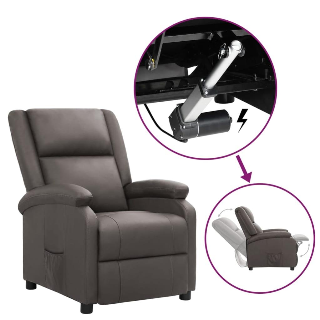 Fauteuil releveur inclinable Gris Cuir véritable | Leroy Merlin