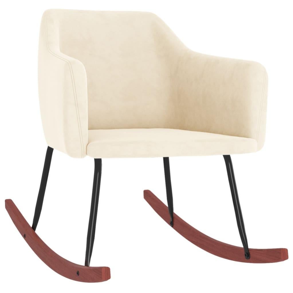 Chaise à bascule Crème Velours Konfy | Leroy Merlin