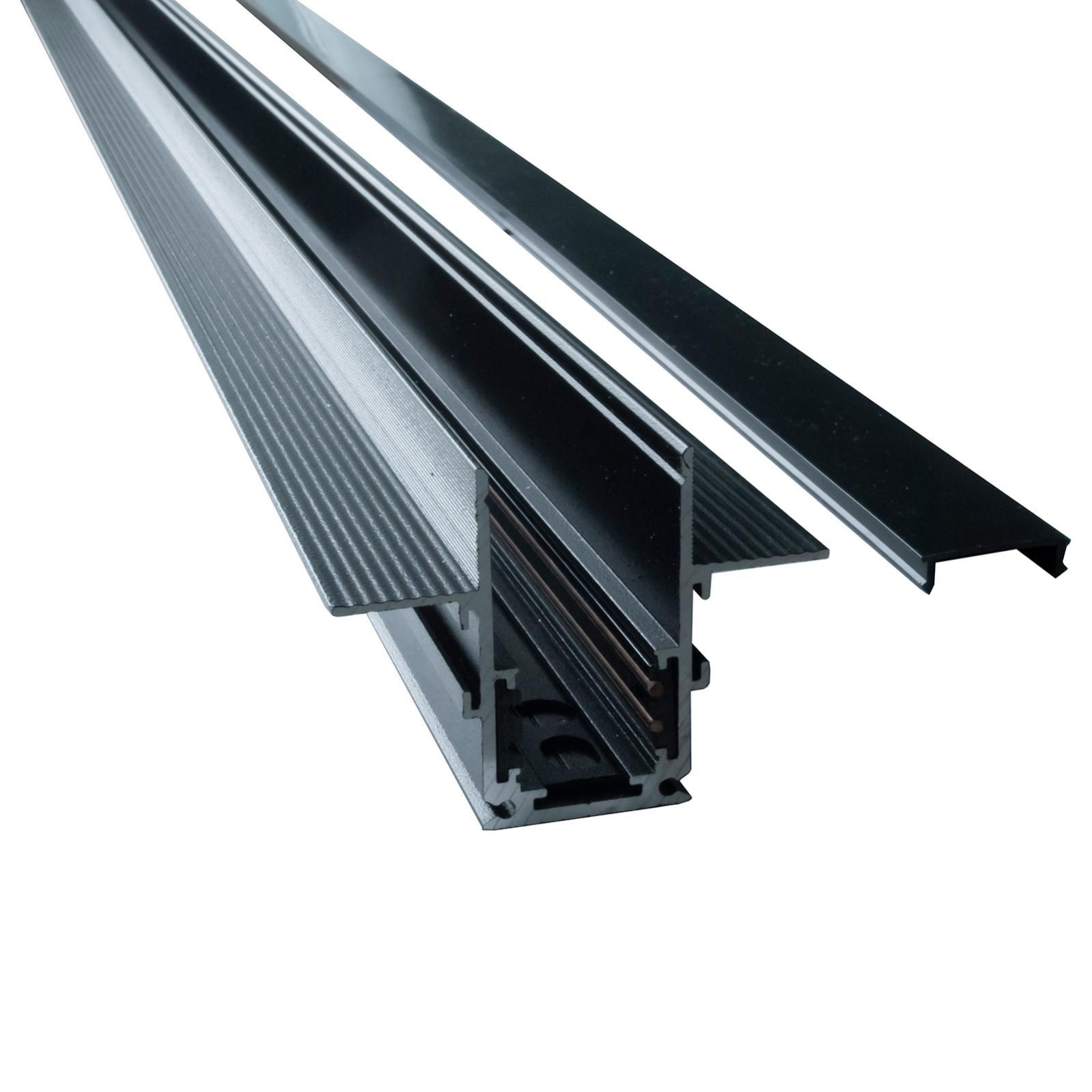 Rail encastré magnétique noir de 1mt 48V pour projecteurs LED sur rail ...