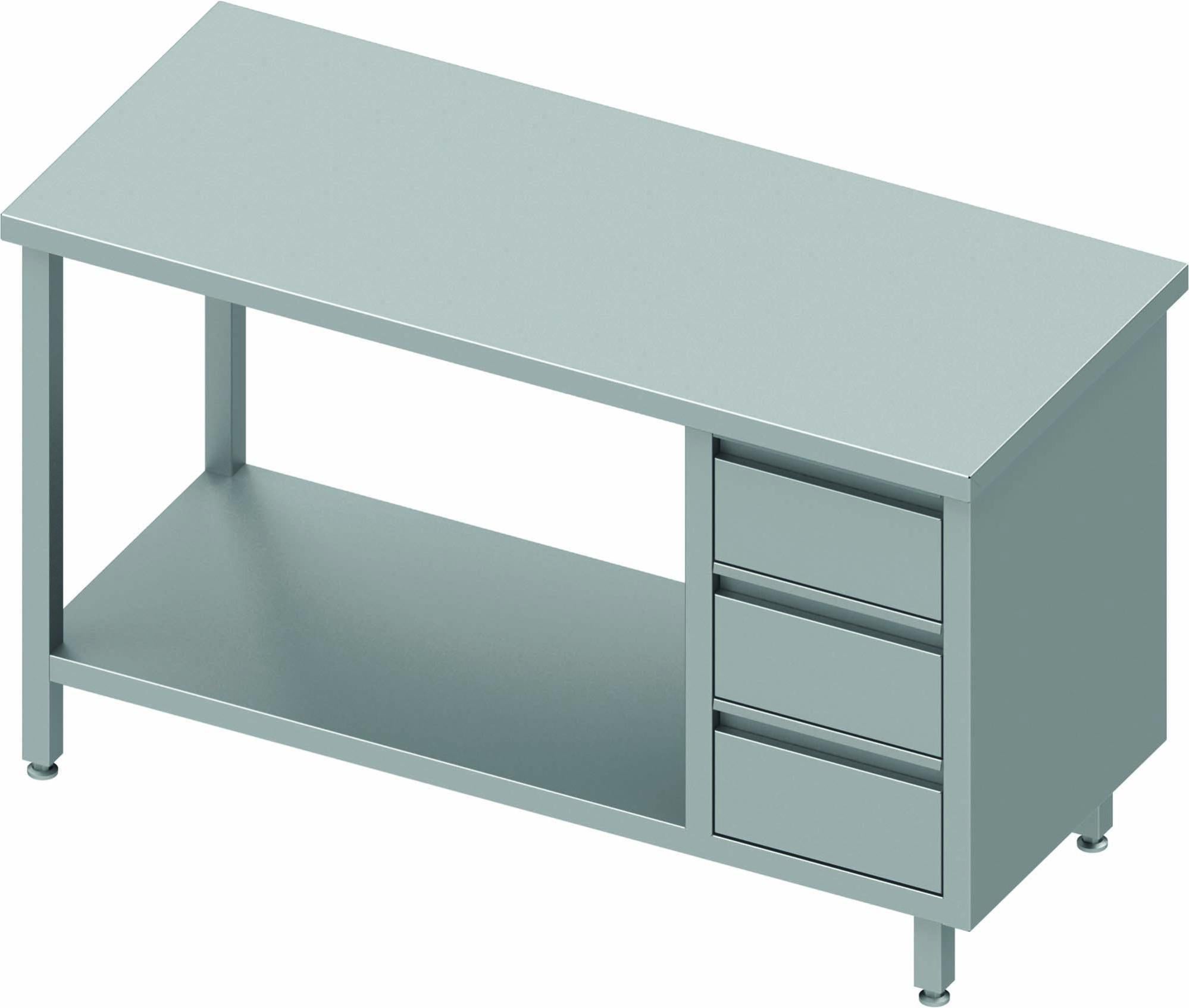 Table Inox Cuisine Professionnelle - 3 Tiroirs & 1 Etagère - Gamme 700 ...