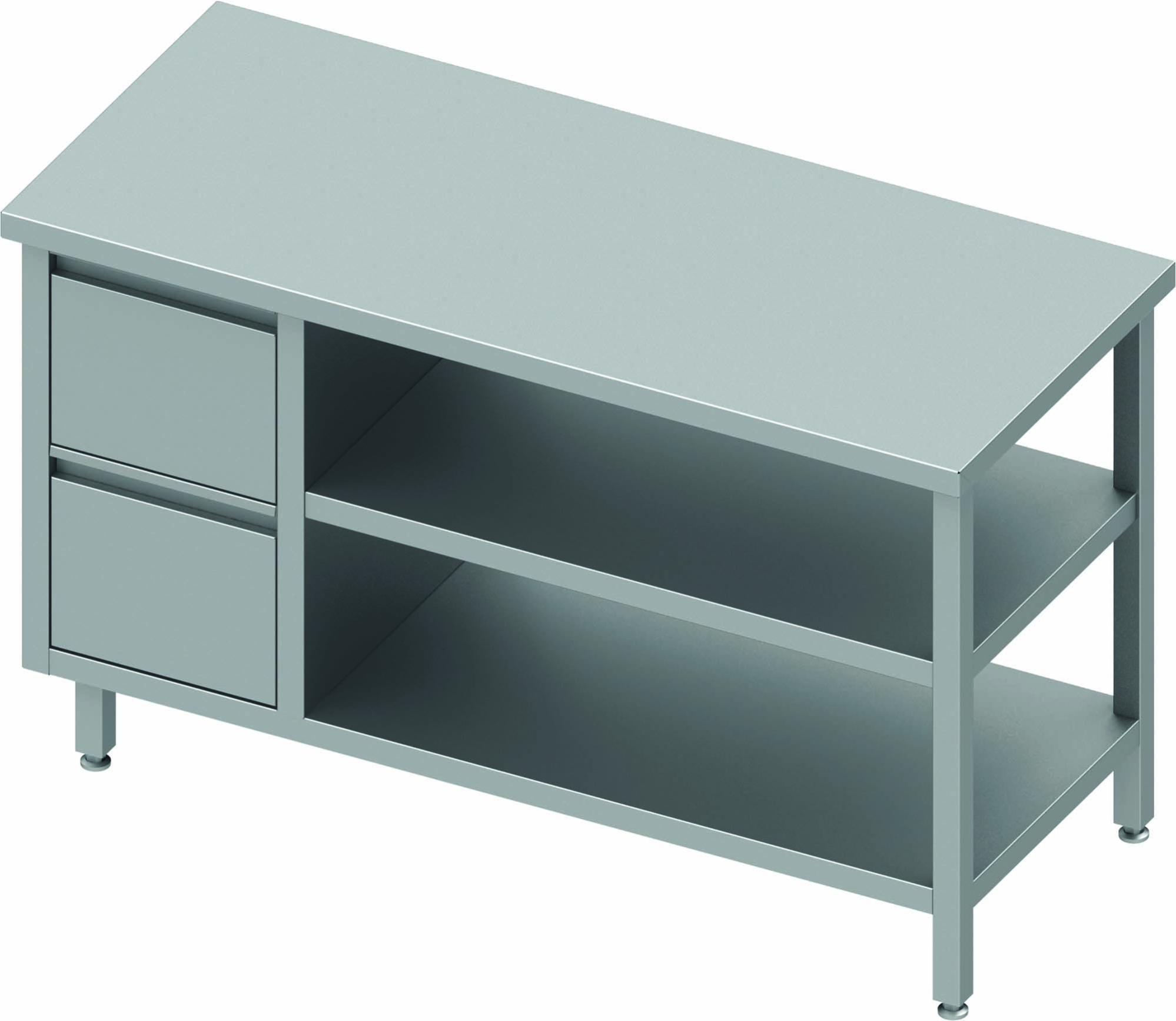 Table Inox Cuisine Professionnelle - Tiroir & 2 Etagères à Droite ...