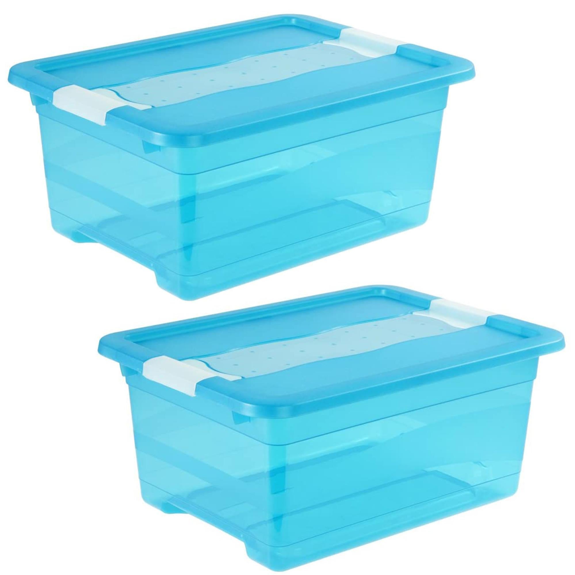 2 contenitori con coperchio, in plastica, blu trasparente, 12 l | Leroy ...