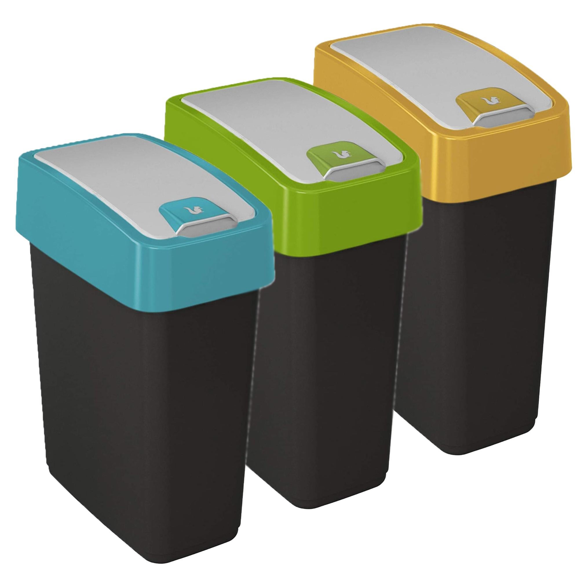 Lot de 3 poubelles Premium Magne avec couvercle rabattable, Soft Touch ...