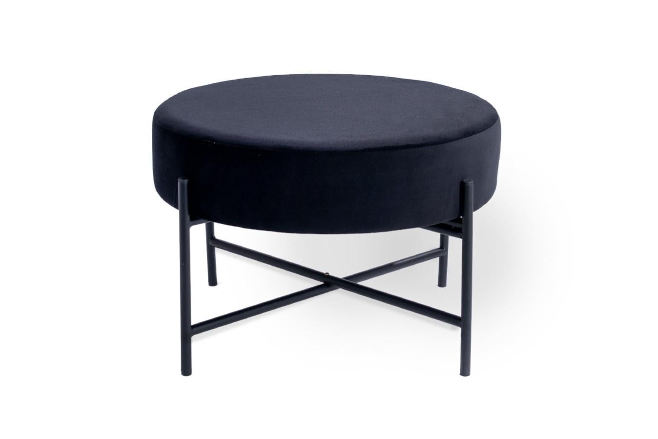 LIFA LIVING Pouf Rond Noir, Pouf Bas pour Salon, Repose Pied Matelassé ...