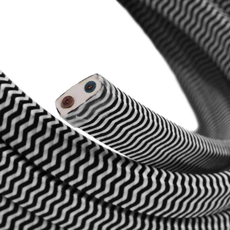 Câble électrique plat ZigZag Blanc et Noir - Tissu effet soie - 2x1.5 ...