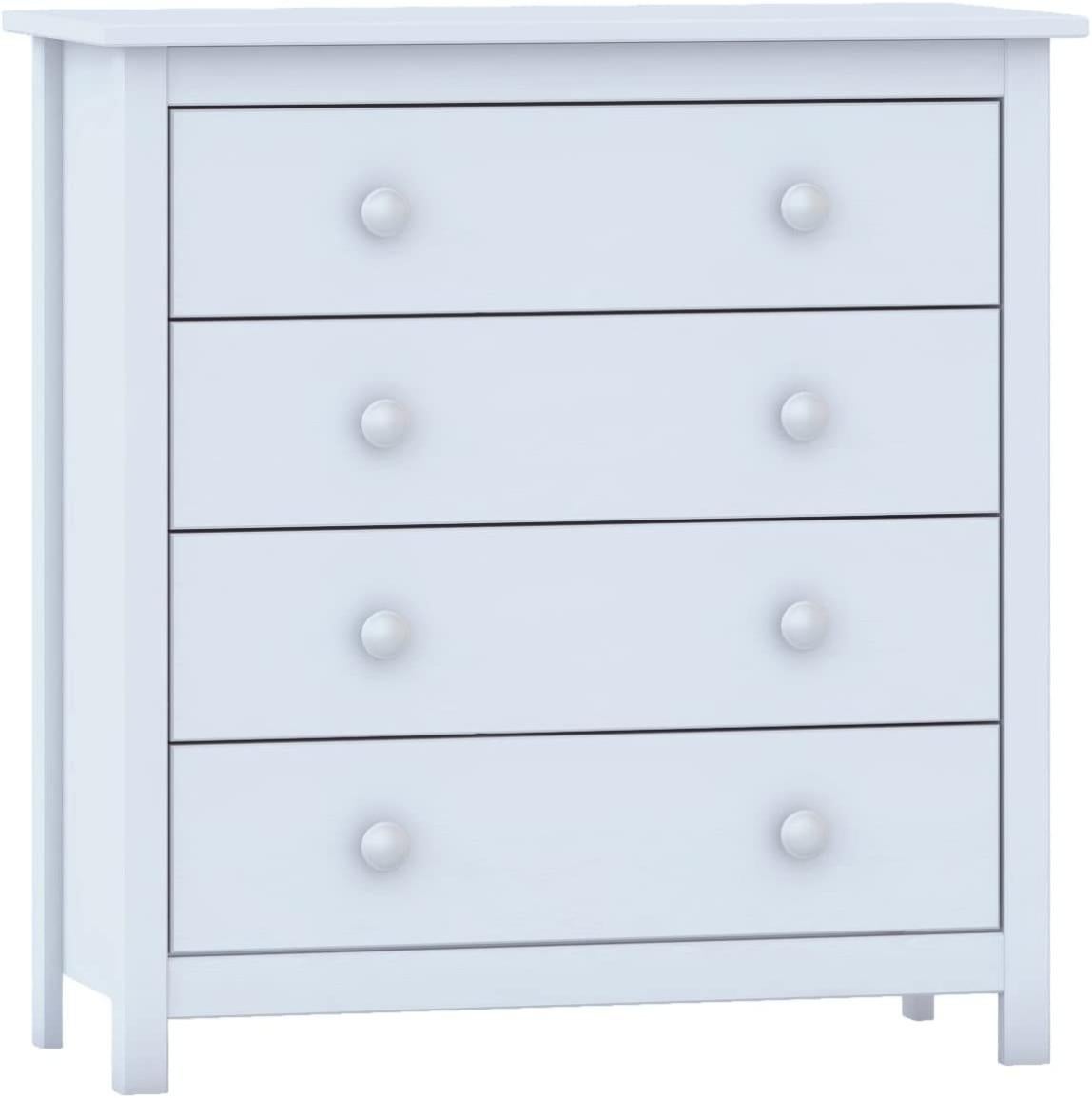 Commode 4 tiroirs, pin massif , couleur blanc translucide, mesure 78 ...