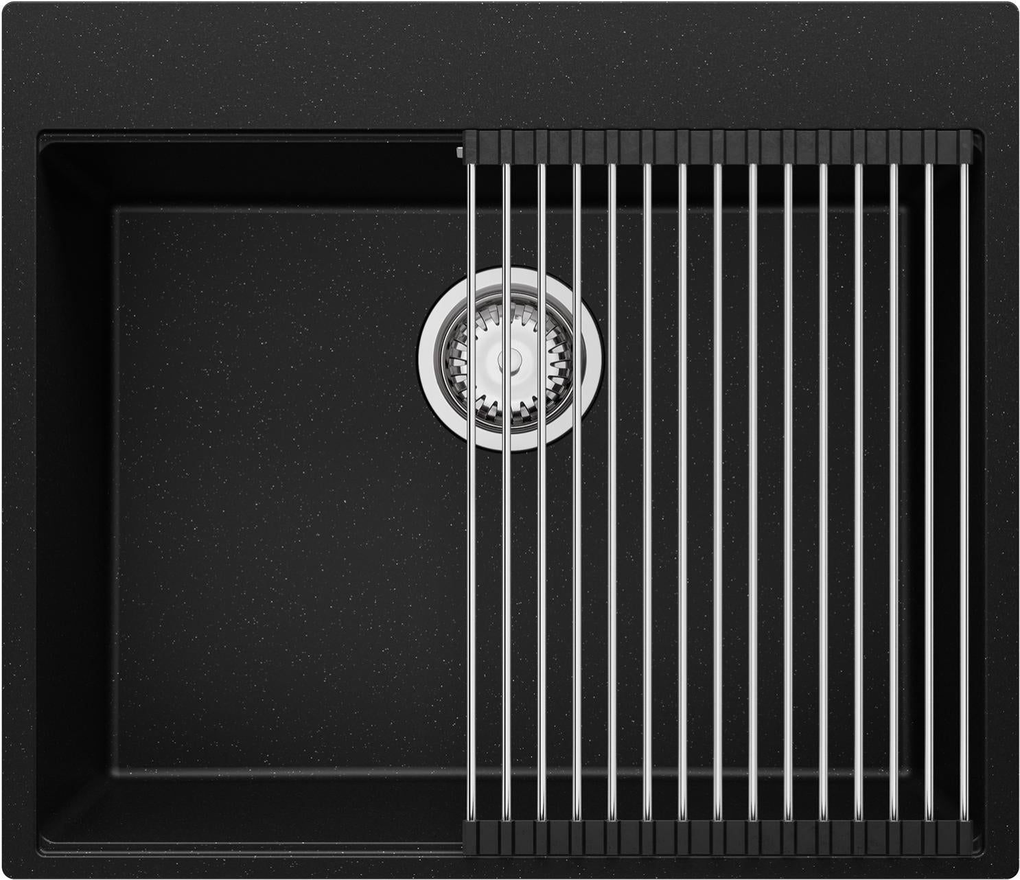 Lavello Cucina 58 x 50 cm, Lavandino Cucina in Granito 1 vasca + Sifone ...