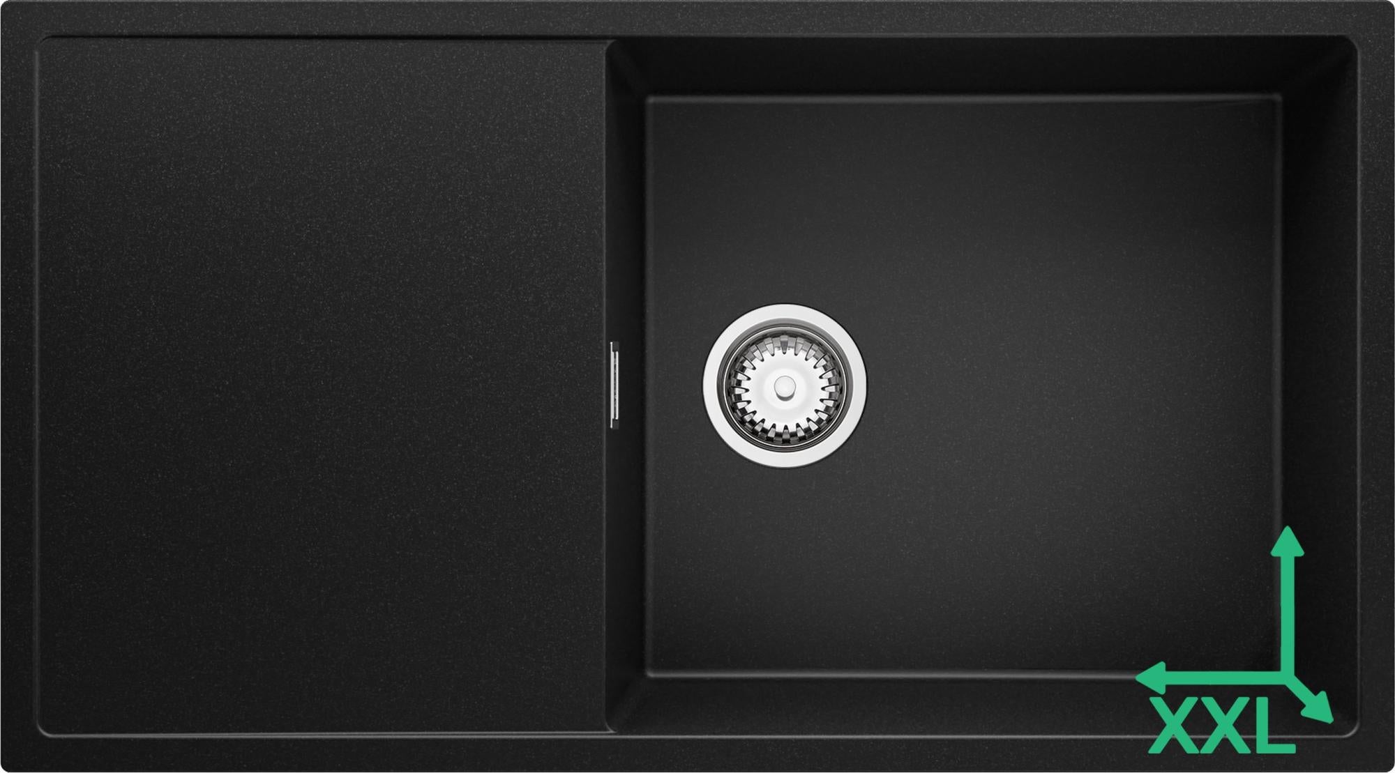 Lavello Cucina 90 x 50 cm, Lavandino Cucina in Granito 1 vasca + Sifone ...