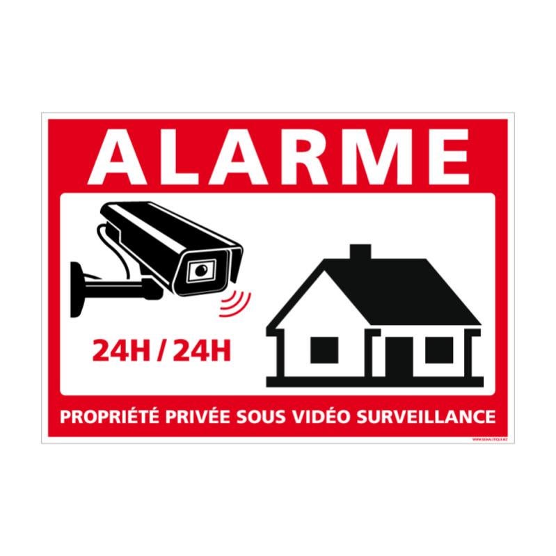 Panneau Alarme Propriété Privée sous Vidéo Surveillance 24h/24 105 x 75 ...
