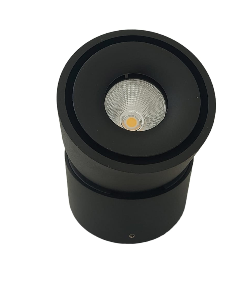 PROJECTEUR CYLINDRIQUE NOIR MUR / PLAFOND 8W 3000K RÉGLABLE 230V ...