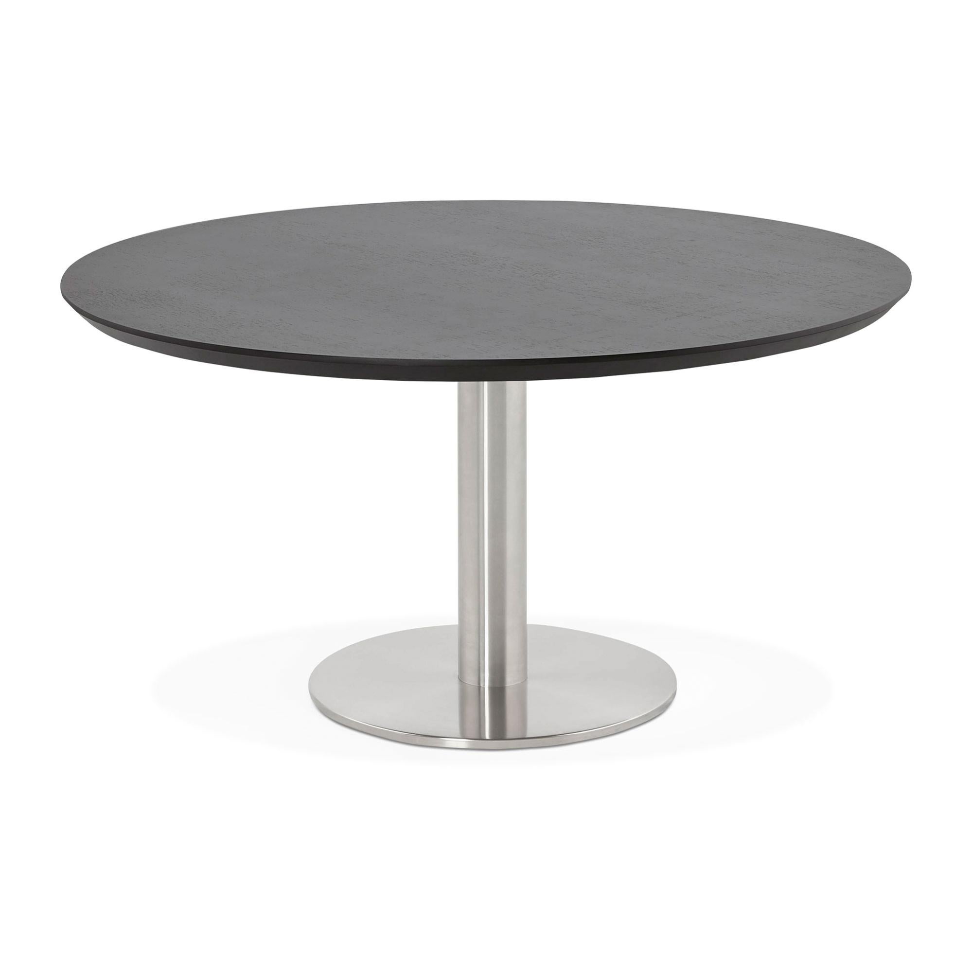 Table basse ronde 90 cm plateau en bois noir et métal - LIVY | Leroy Merlin