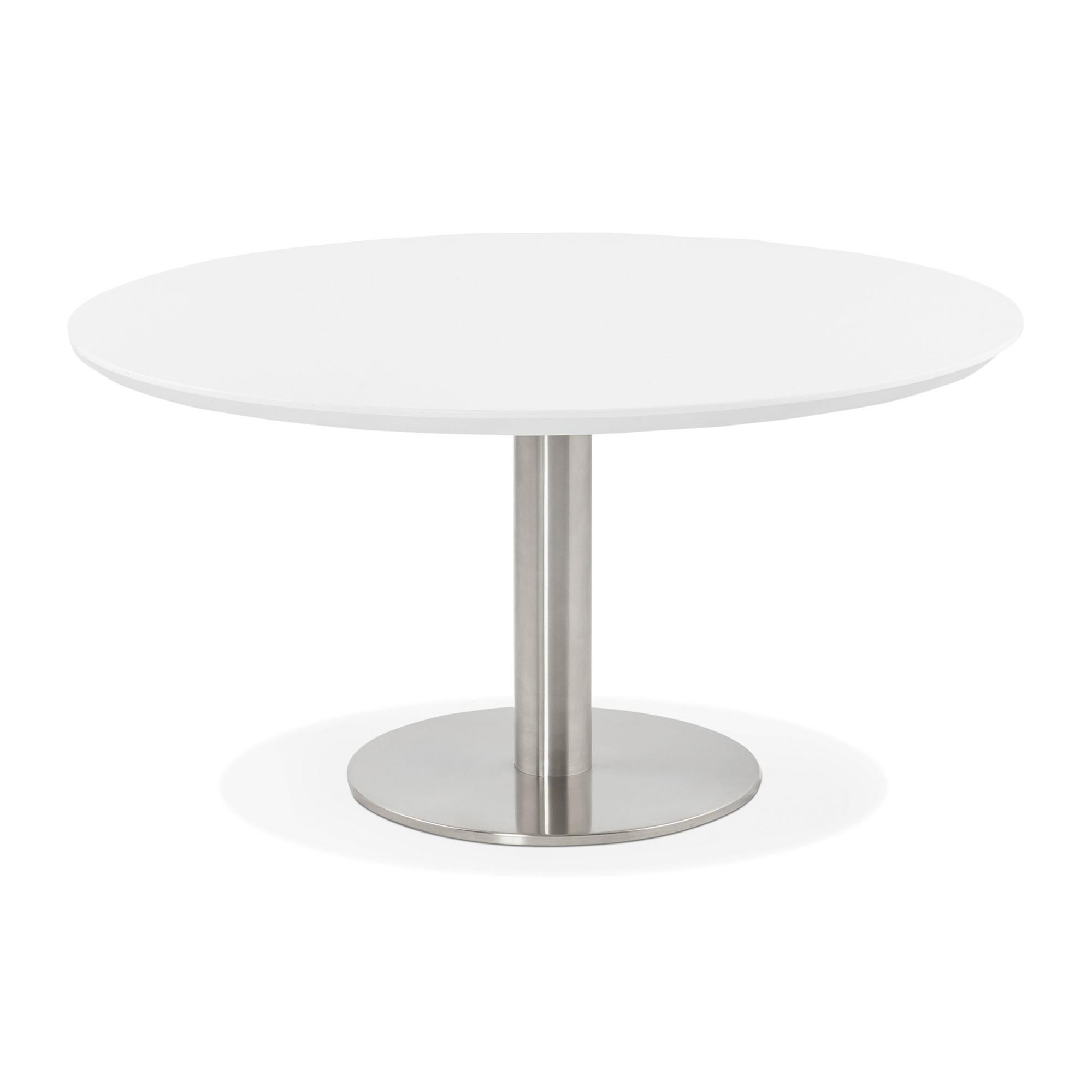 Table basse ronde 90 cm plateau en bois blanc et métal - LIVY | Leroy ...