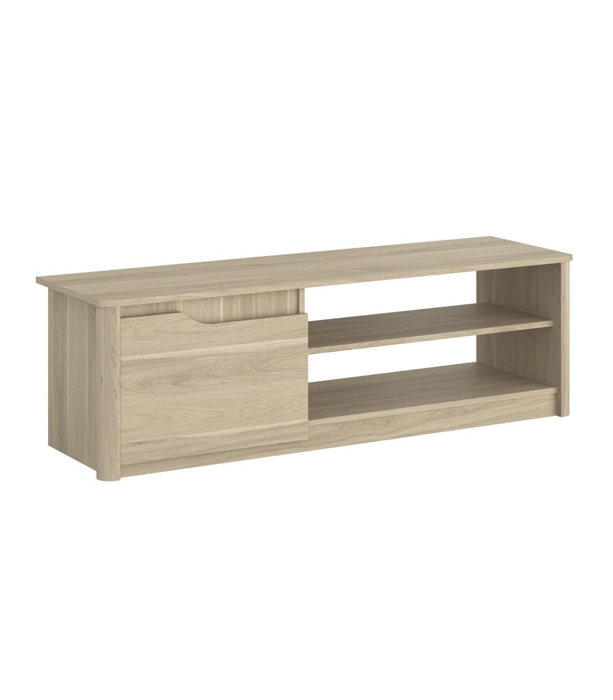 Meuble TV décor Chêne 1 Porte et 2 Niches L136 cm - Wendy | Leroy Merlin