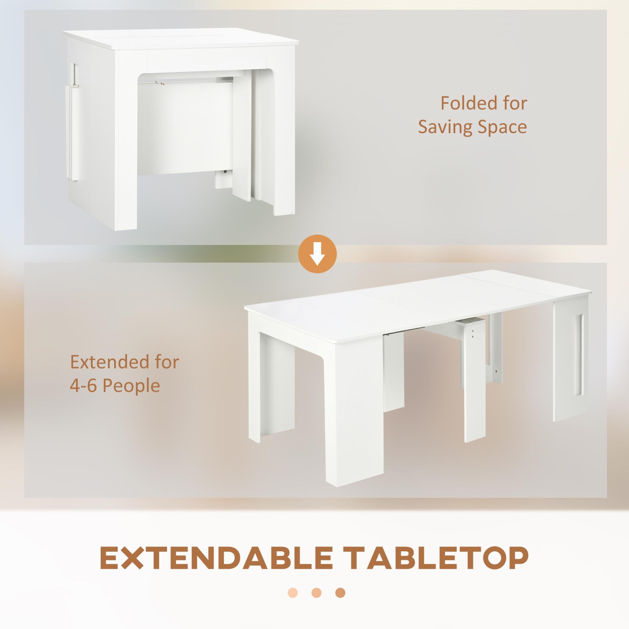 Mesa de comedor extensible con alas abatible HOMCOM 180x85x75cm blanco ...
