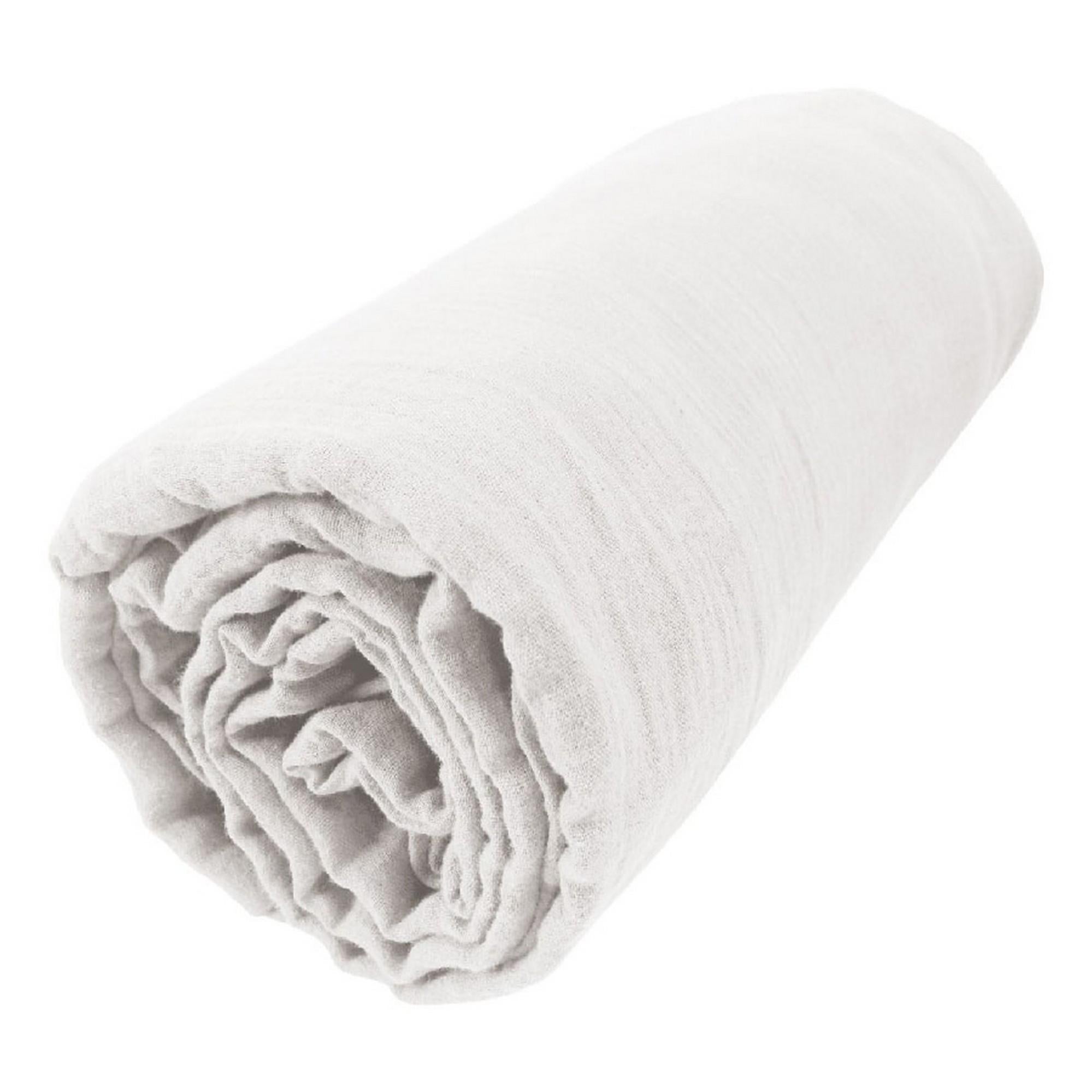 Drap housse 100% Gaze de Coton 74 fils : Couleur - Blanc, Taille - 140 ...