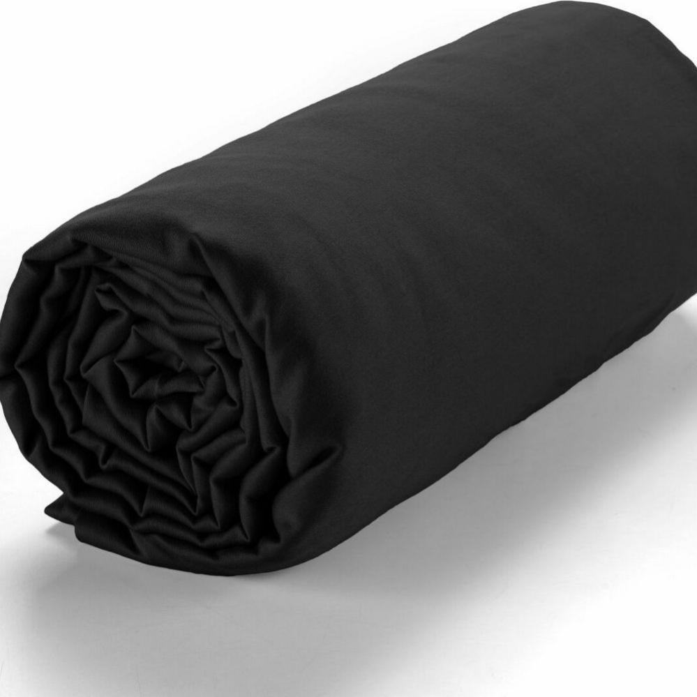 Drap housse satin de coton noir 160x200 +30 cm | Leroy Merlin