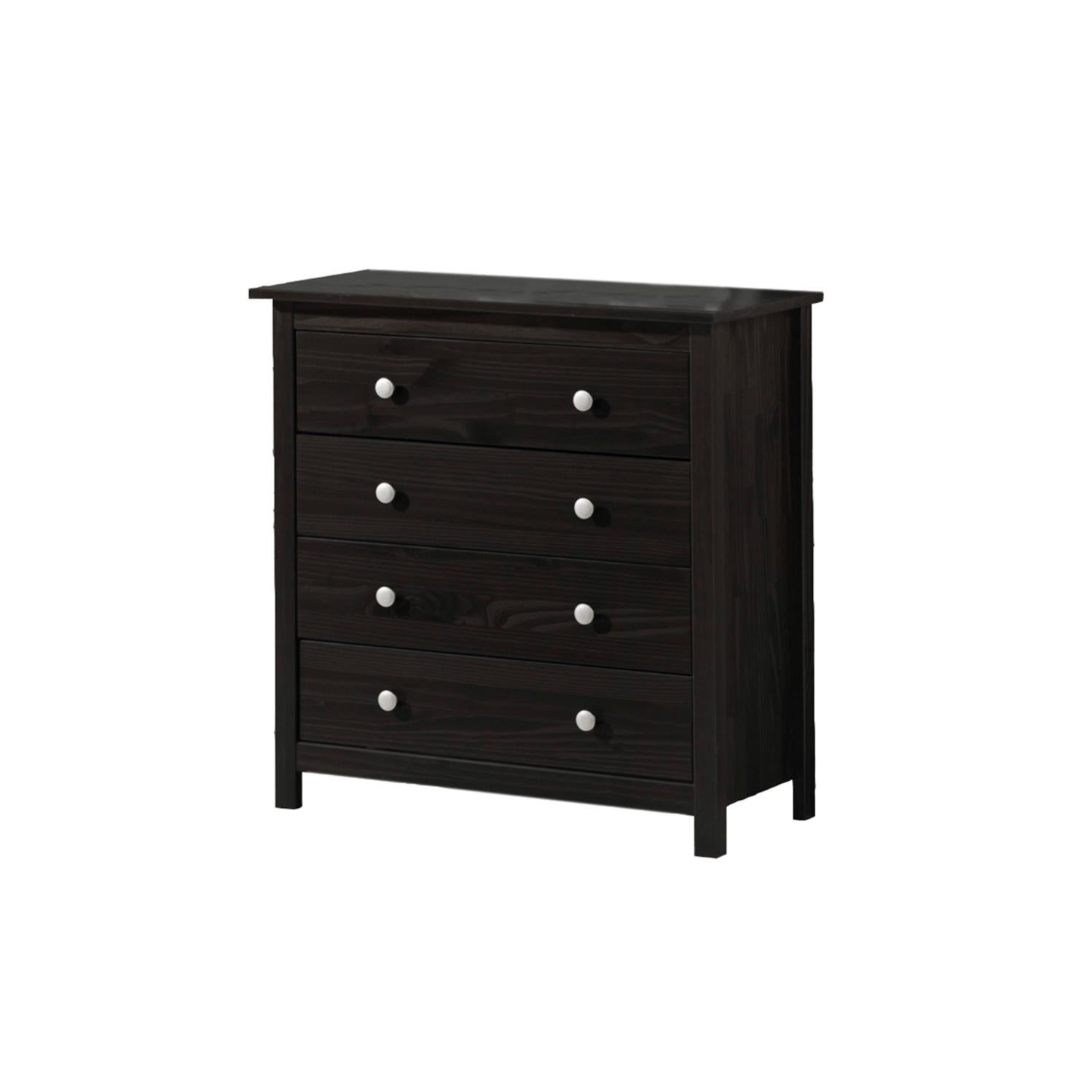 Commode 4 tiroirs, pin massif , couleur wengue , mesure 78,5x75x35 cm ...