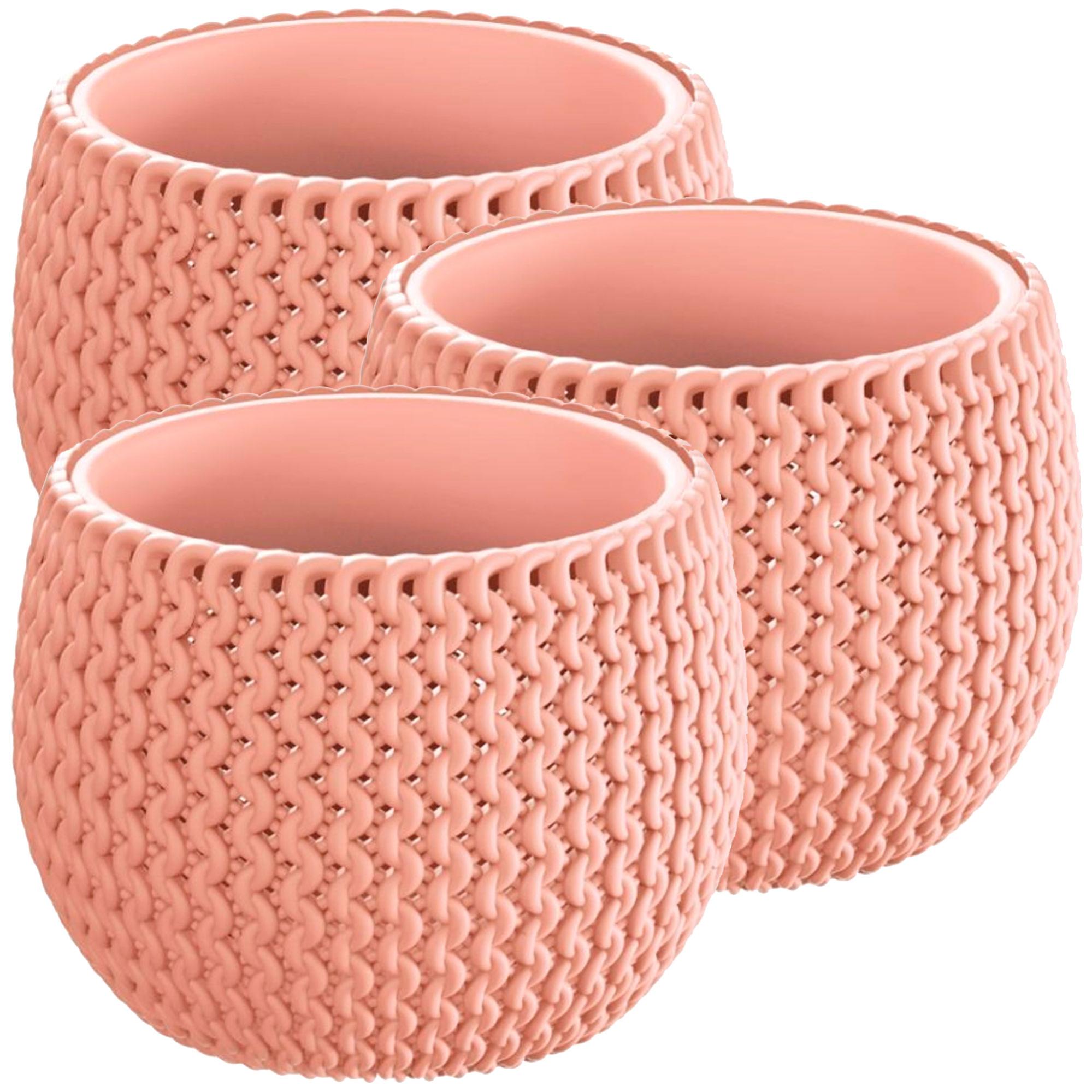 Pack de 3 Vaso da fiori in plastica in plastica melocoton 14x14x11 cm ...