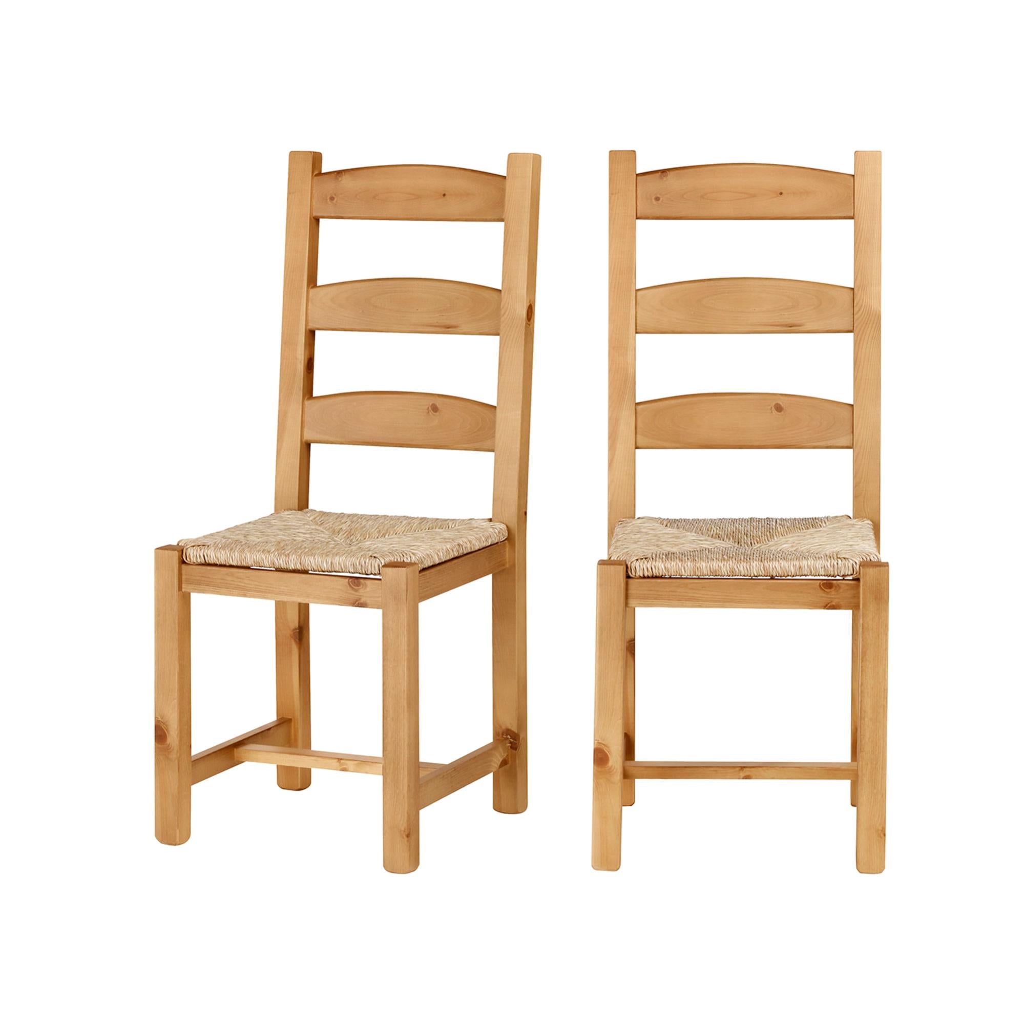 Lot de 2 chaises assise paille en pin massif teinté - THIVIER | Leroy ...