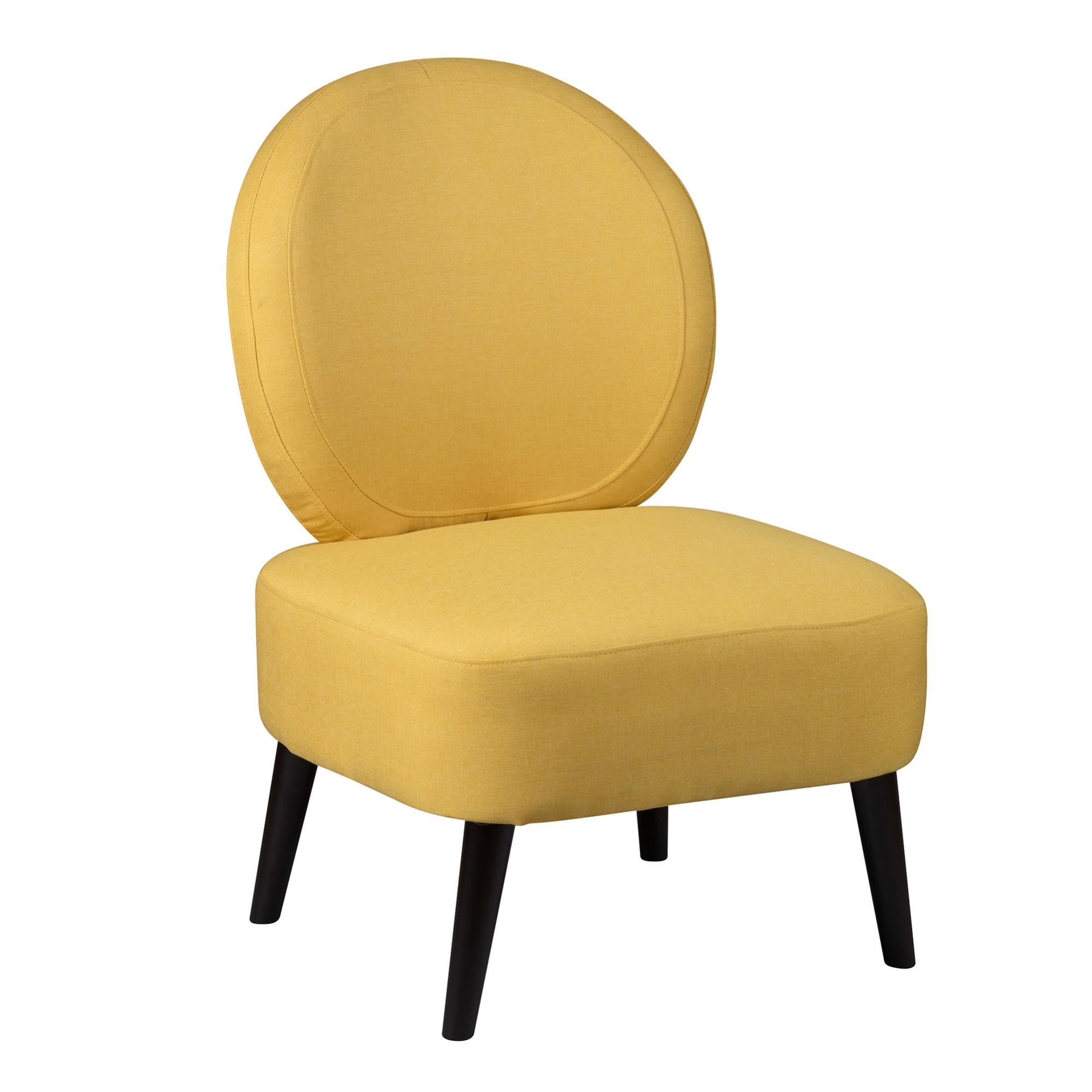 Fauteuil 59x66x86 cm en tissu jaune et pieds en bois - BEWEY | Leroy Merlin