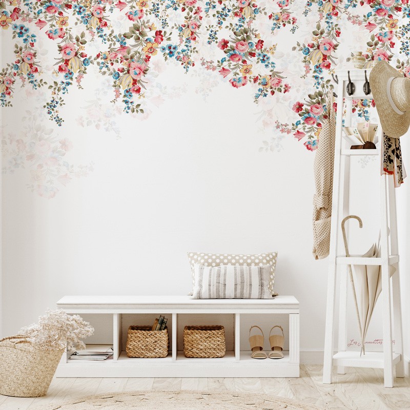 Papier Peint Panoramique Floral Multicolore - 99DECO - L336xH270cm ... Papier Peint Panoramique Floral Multicolore - 99DECO - L336xH270cm ...
