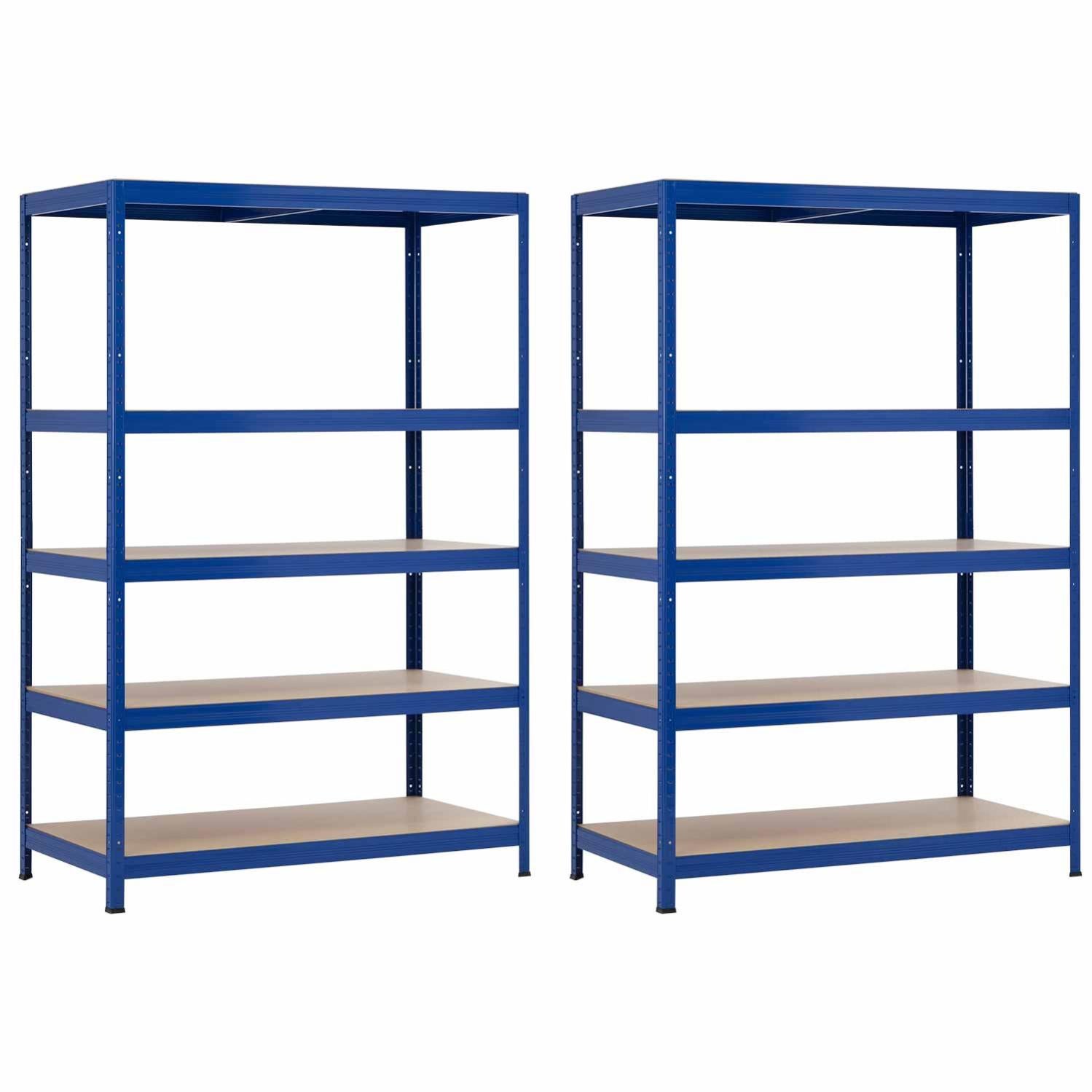 Lot 2 Racks modulaires Bleu avec 5 étagères réglables 180x120x60cm ...