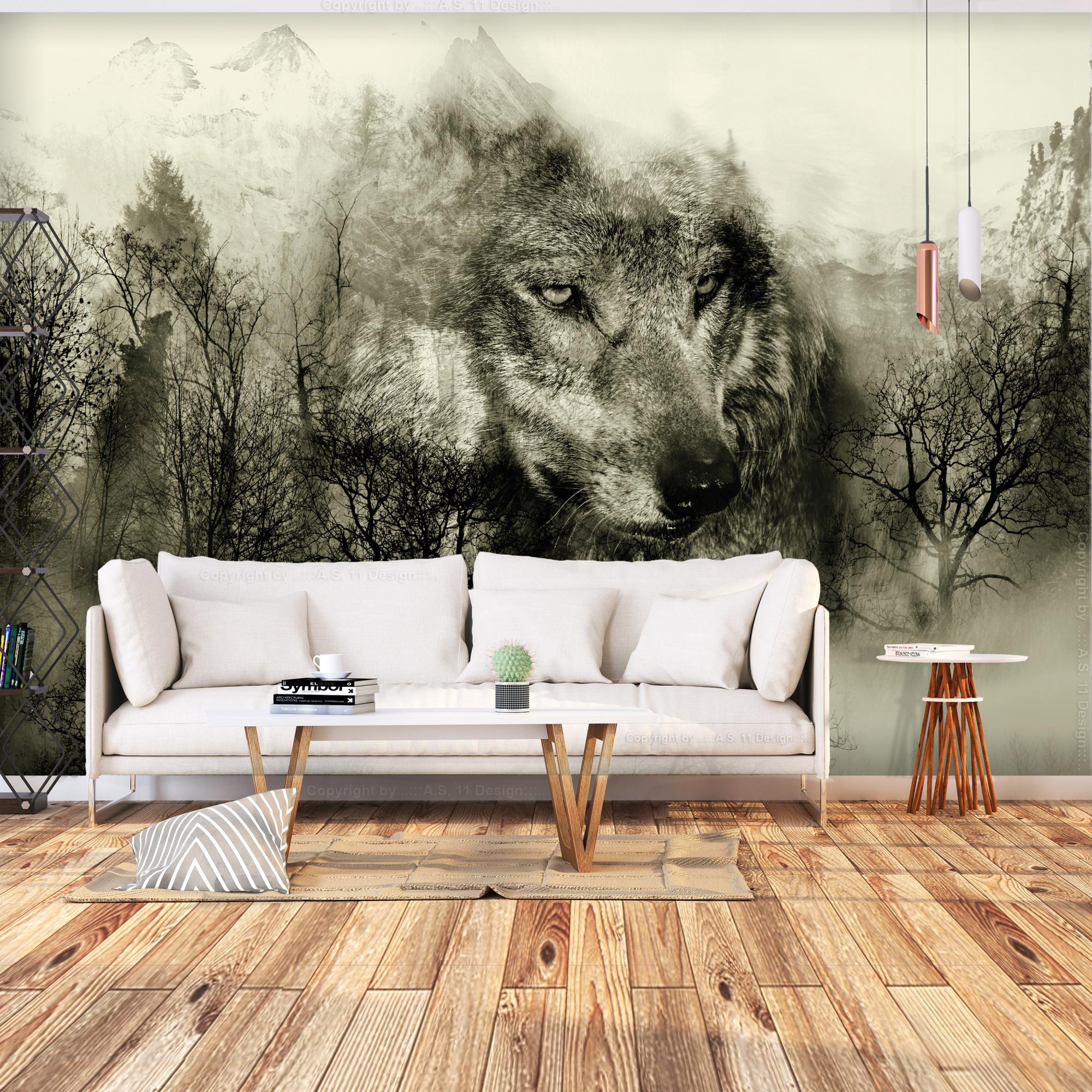 Papier peint intissé panoramique Animaux Mountain Predator (Beige ... Papier peint intissé panoramique Animaux Mountain Predator (Beige ...