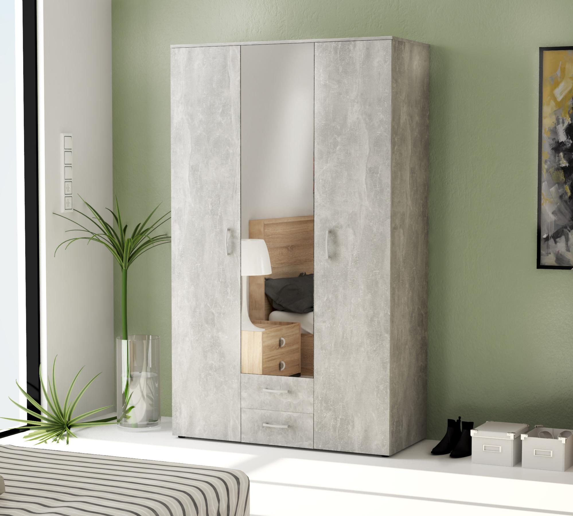 Kit armadio 3a+2c specch.121x200x54 cemento k4298 | Leroy Merlin