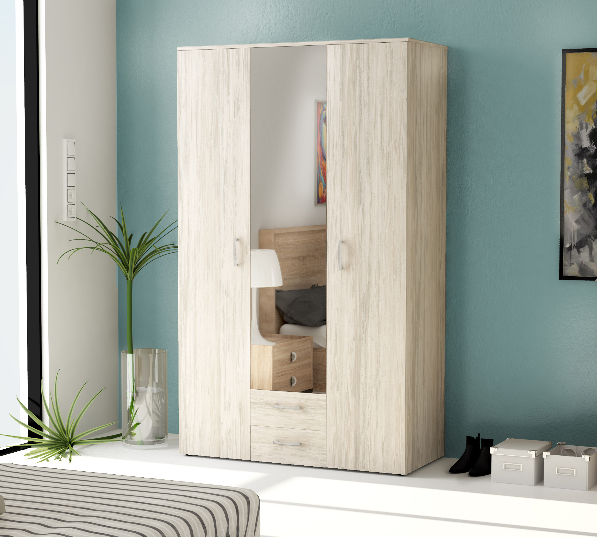 Kit armadio 3a+2c specch.120x200x52 bian/ven.k083 | Leroy Merlin