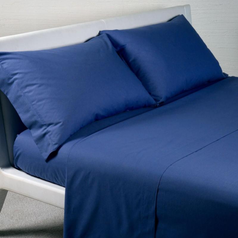 SET DE DRAPS CALEFFI COULEUR UNIE POUR LIT DOUBLE couleur Bleu | Leroy ...